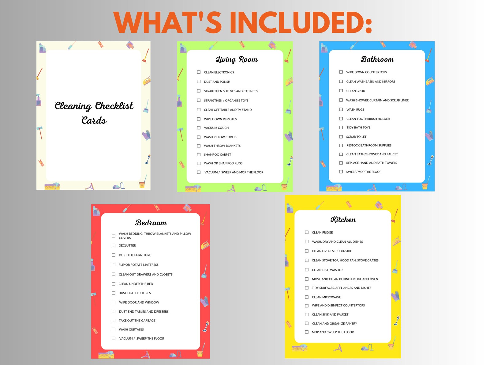 Deep Cleaning Checklist by Room, Spring Cleaning Checklist, House ...