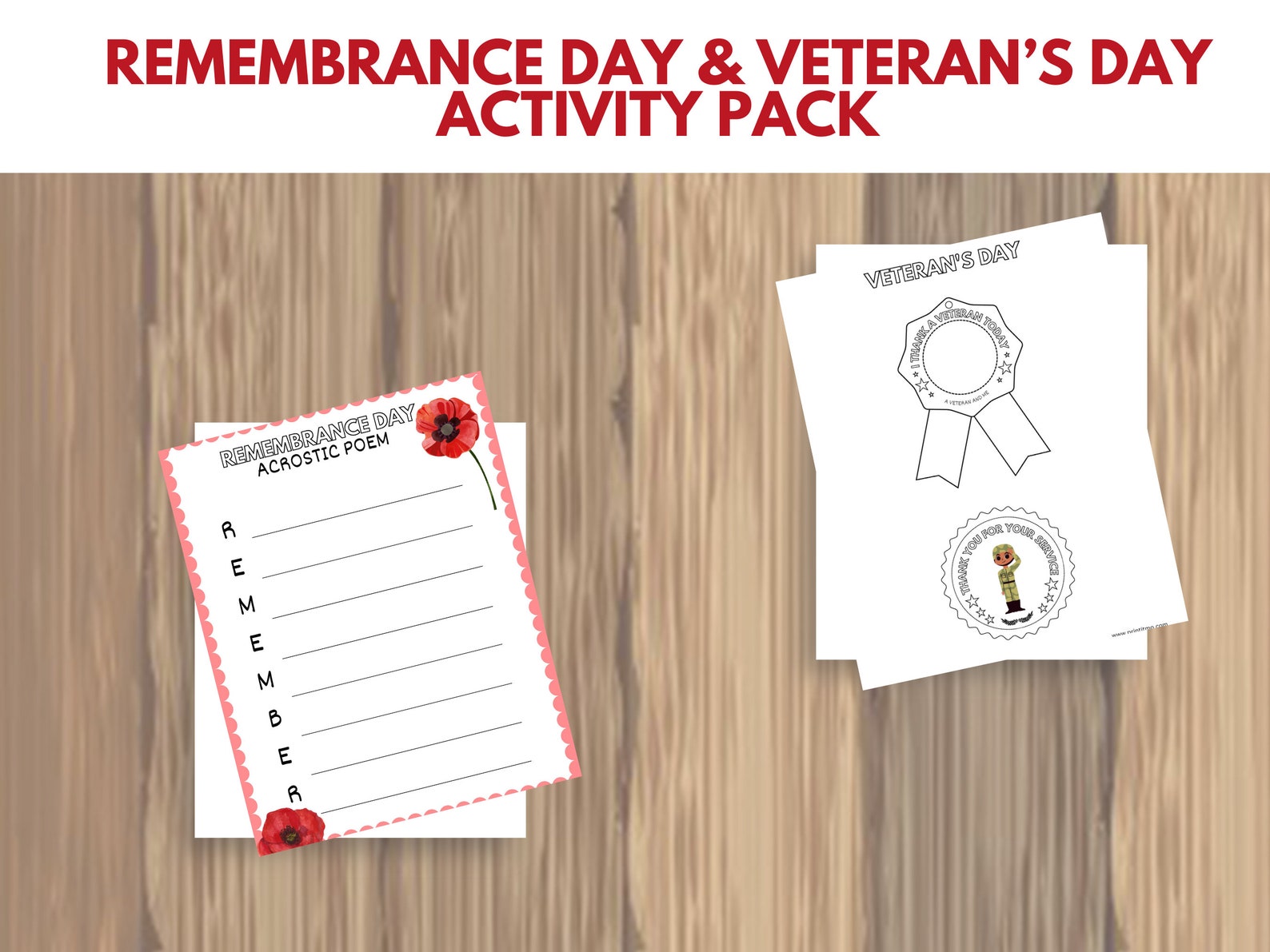 Veterans Day Gift, Remembrance Day, Veterans Day Poppy, Homeschool ...