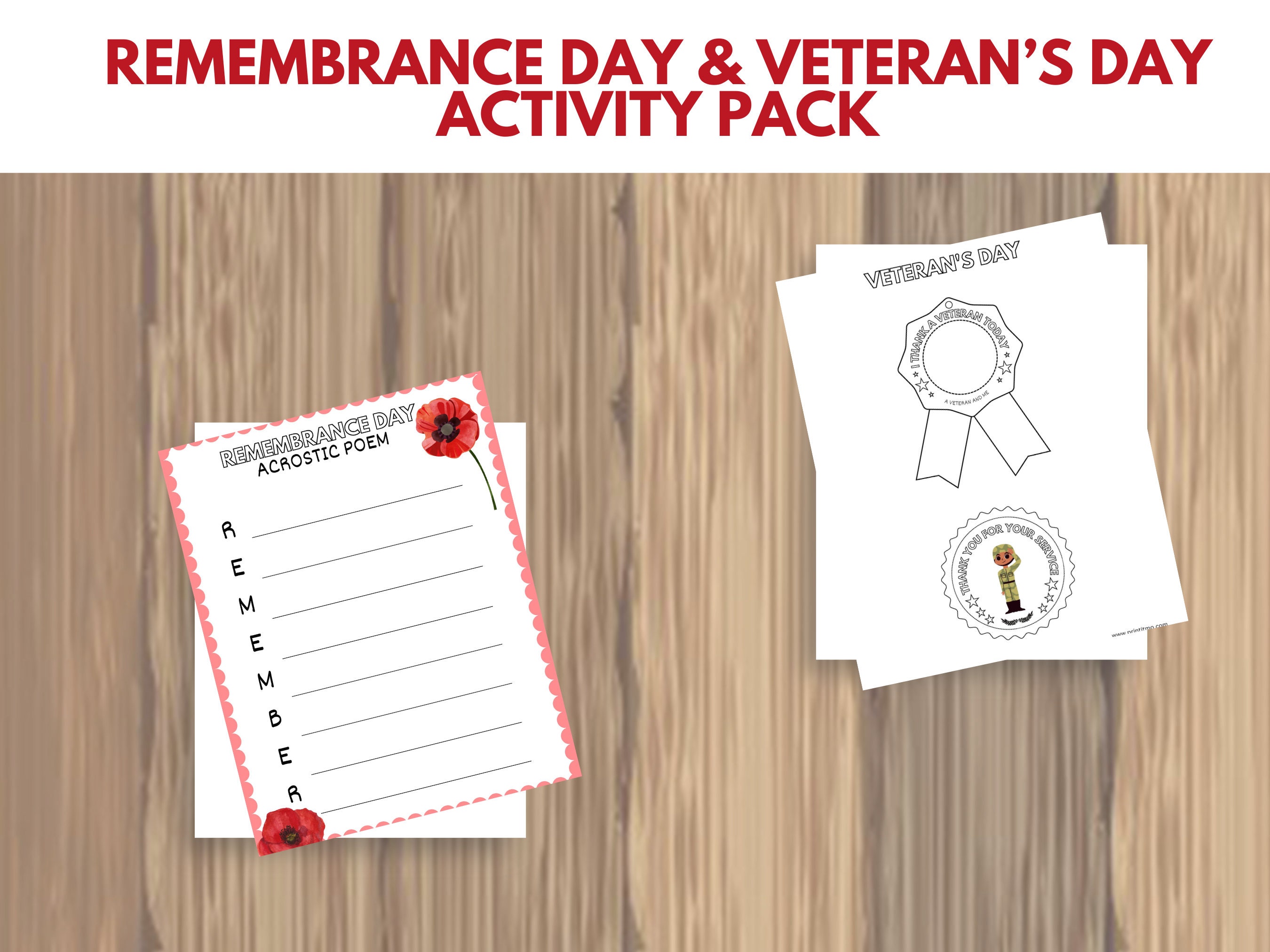 Veterans Day Gift, Remembrance Day, Veterans Day Poppy, Homeschool ...