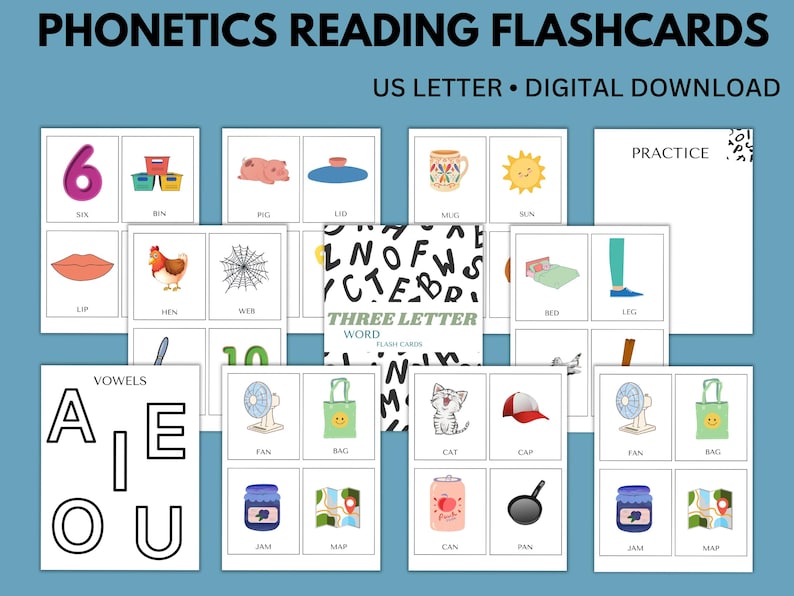 Phonetics CVC Flashcards, Preschool Curriculum Homeschool Resources, 3 ...