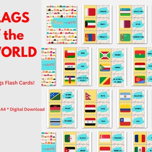 Printable Flags of the World Flash Cards Matching Game, Kids Travel ...