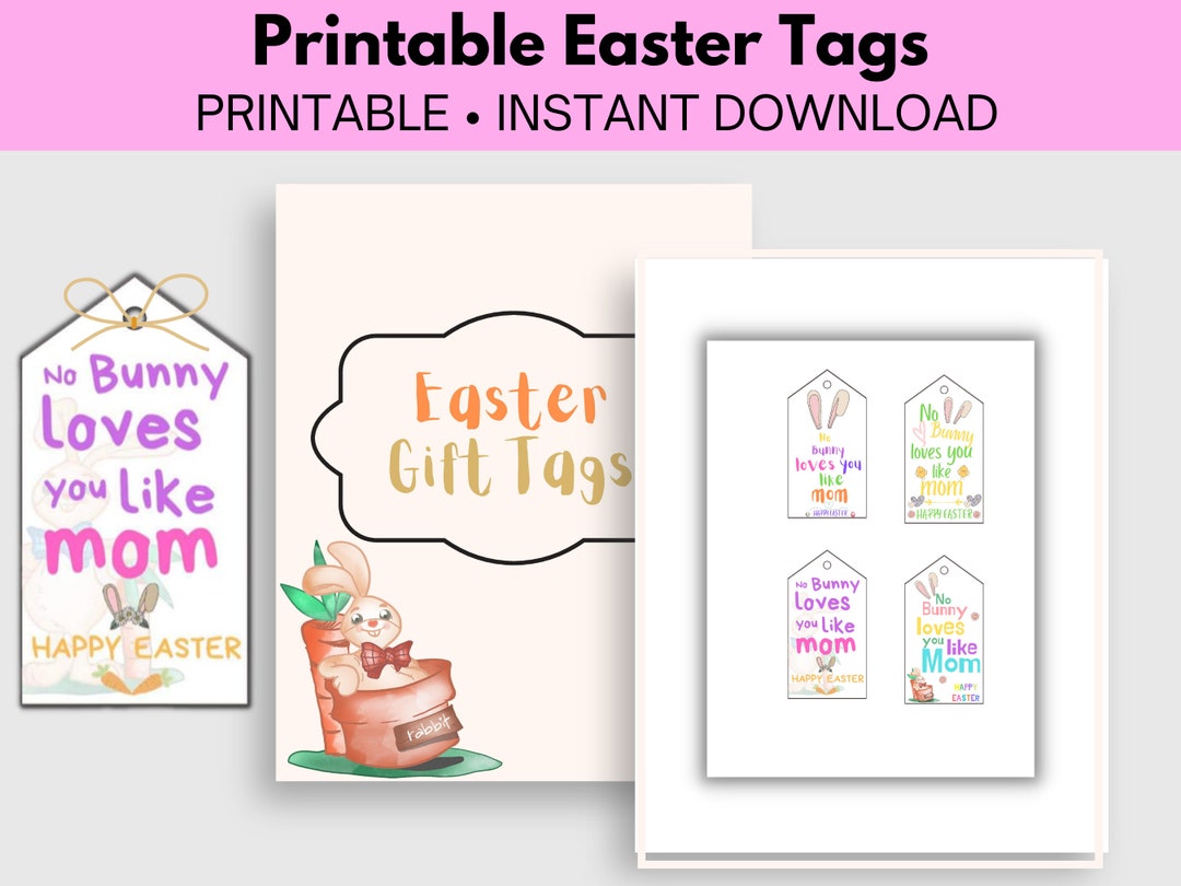 Easter Favor Tags, Printable Happy Easter Tags, Easter Gift Tag ...