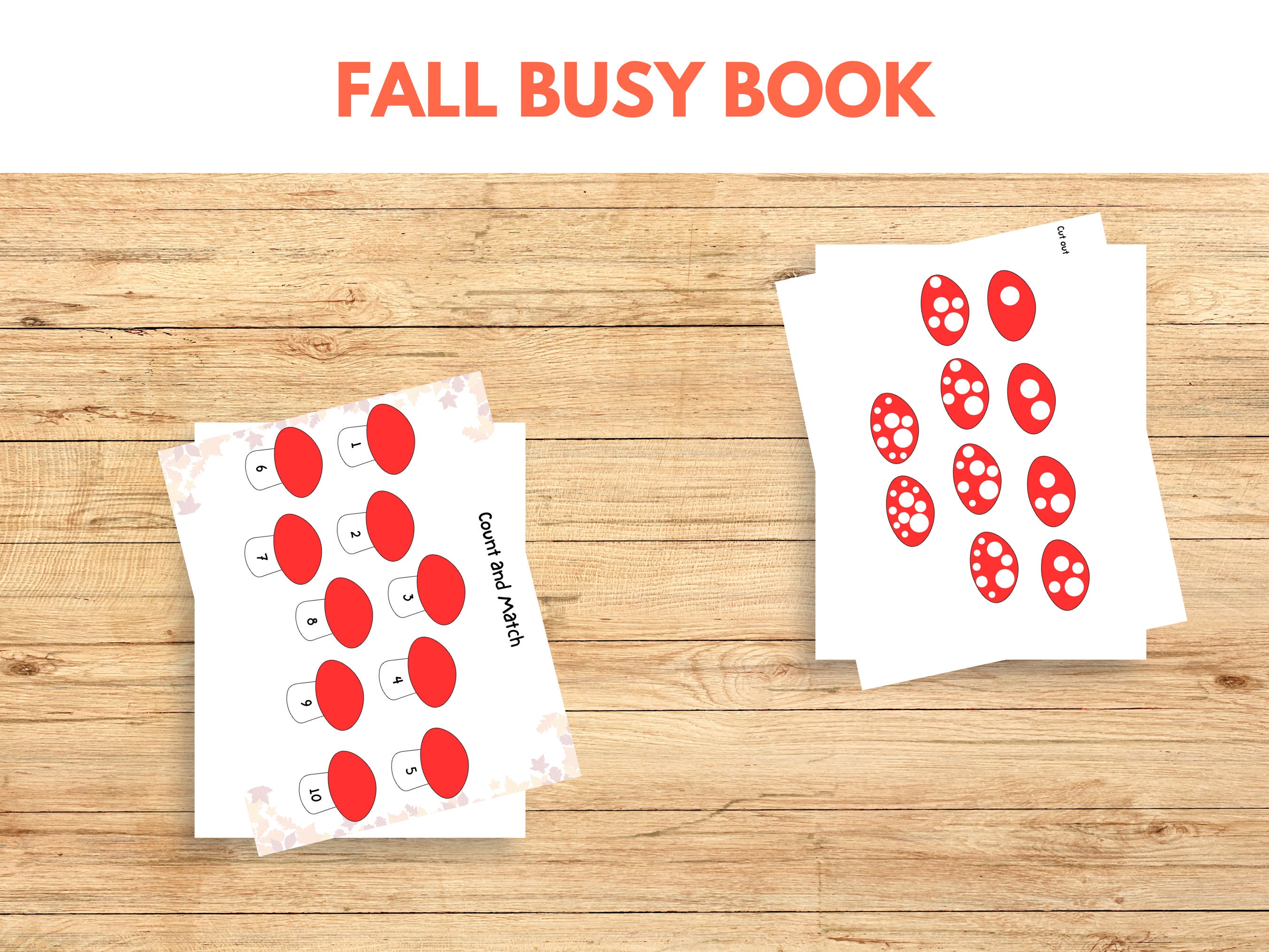 Fall Toddler Busy Book Learning Binder, Alphabet Printable Counting ...