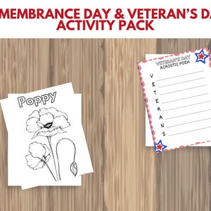 Veterans Day Gift, Remembrance Day, Veterans Day Poppy, Homeschool ...
