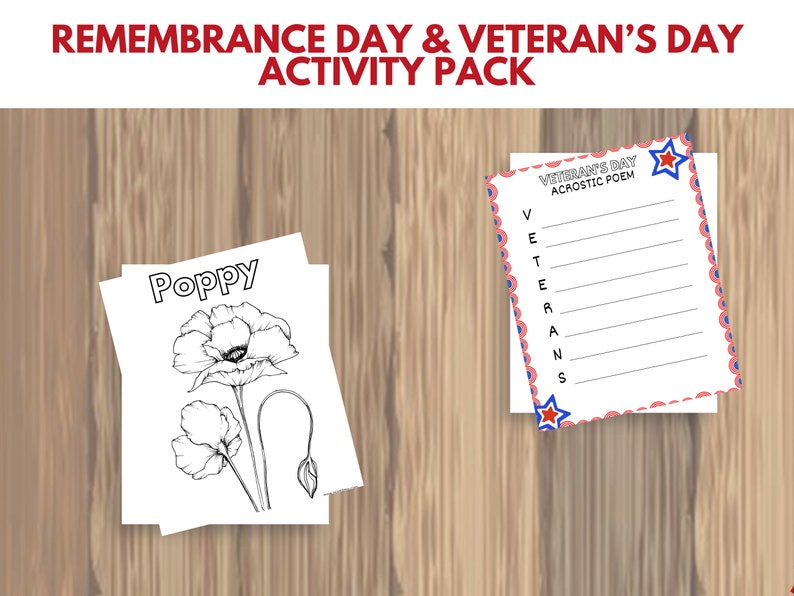 Veterans Day Gift, Remembrance Day, Veterans Day Poppy, Homeschool ...
