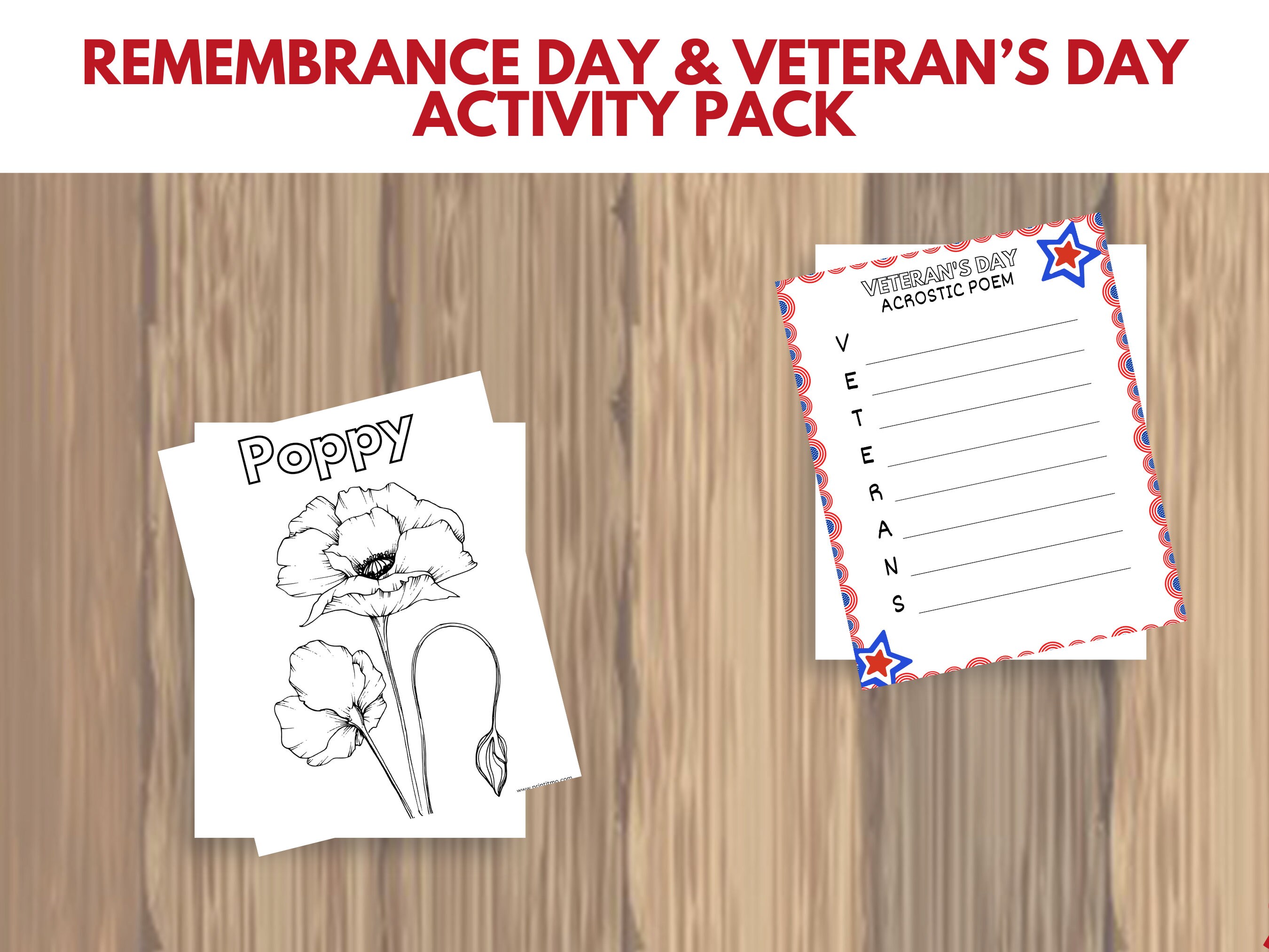 Veterans Day Gift, Remembrance Day, Veterans Day Poppy, Homeschool ...
