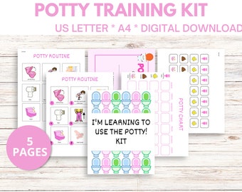 Step by Step Bathroom Routine and Potty Training Chart and Cards ...