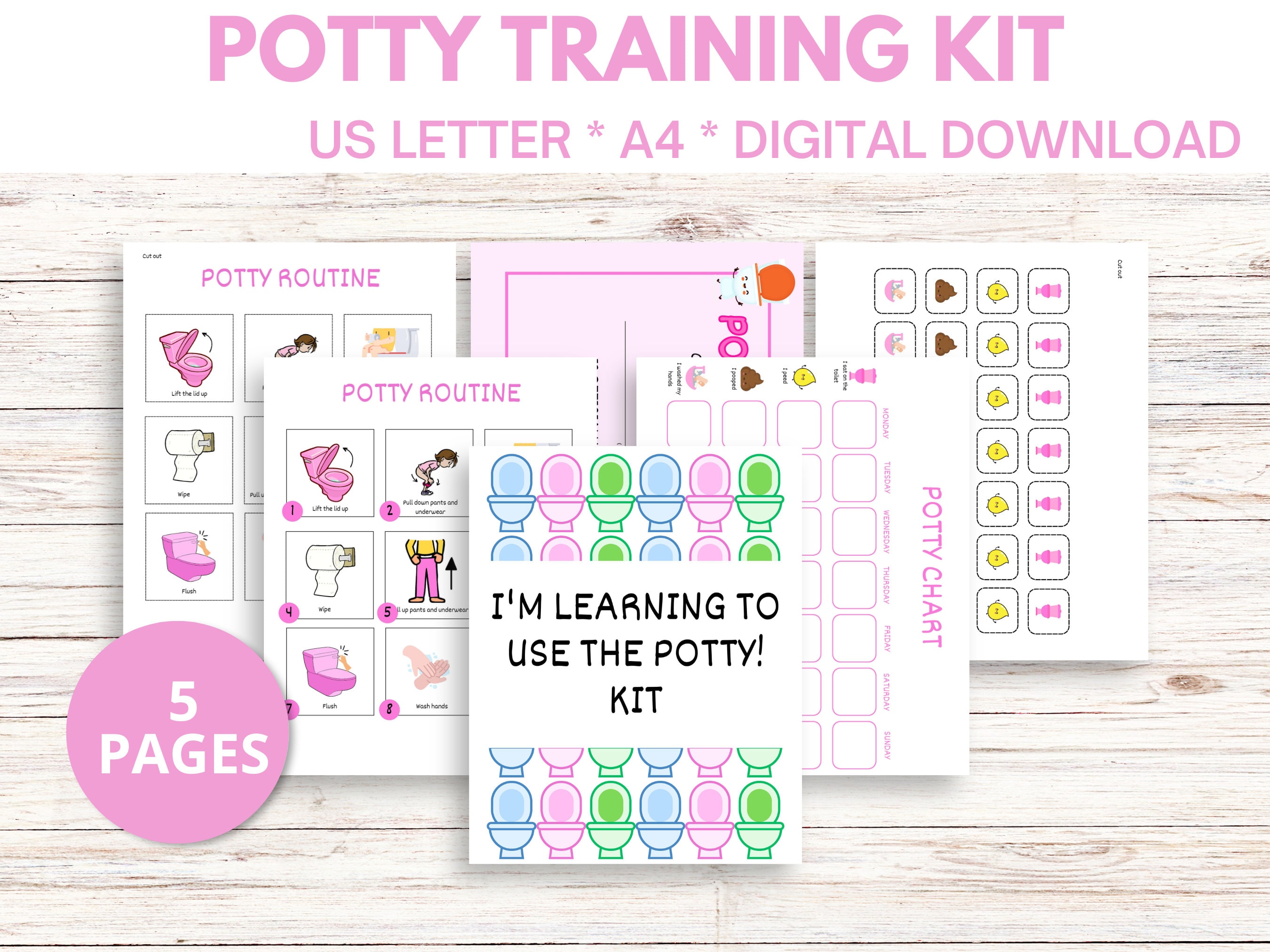 Printable Potty Training Chart Girl, Toddler Activities Learning Tools ...