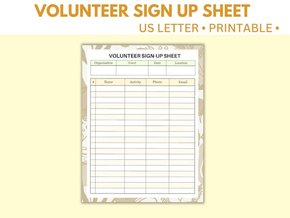 Volunteer Worksheet Template Fillable And Printable PDF Volunteer