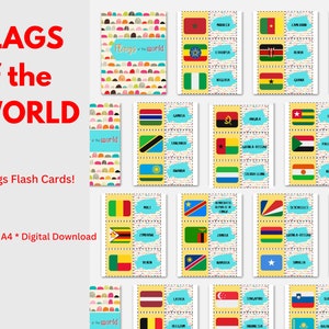 Printable Flags of the World Flash Cards Matching Game, Kids Travel ...