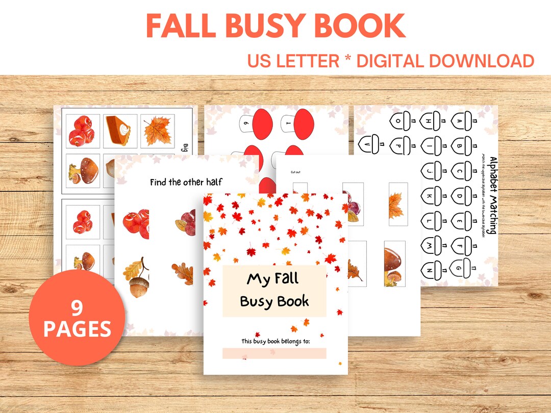 Fall Toddler Busy Book Learning Binder, Alphabet Printable Counting ...