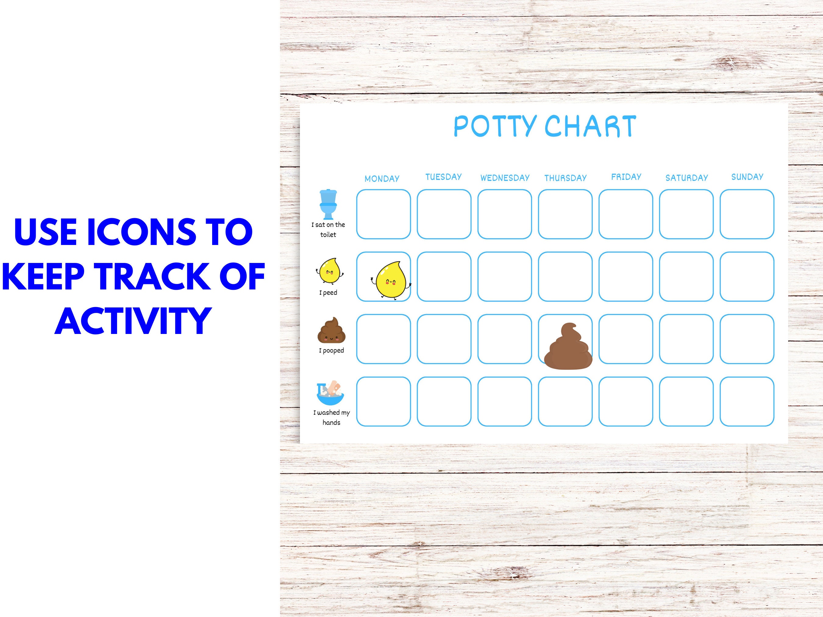 Potty Training Chart Teaching Tools, Kids Reward Chart, Toddler ...