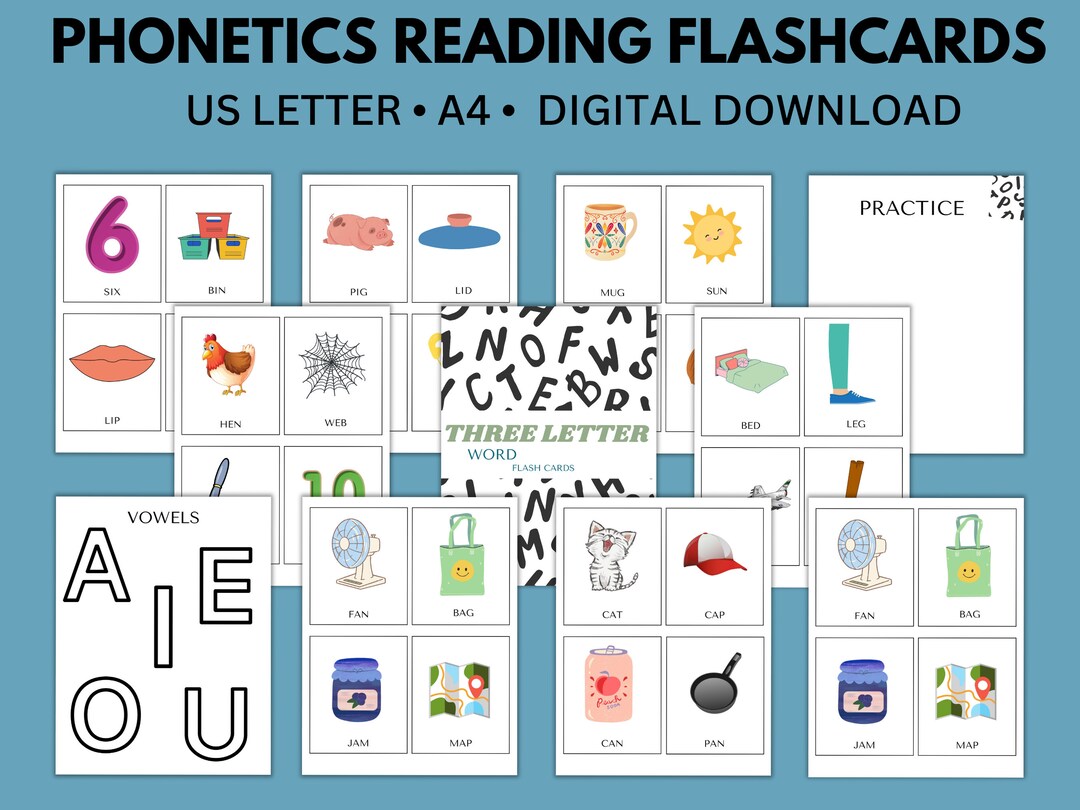 Phonetics CVC Flashcards, Preschool Curriculum Homeschool Resources, 3 ...