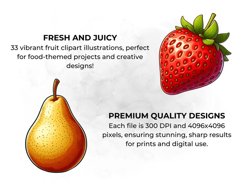 Vibrant 33 Fruits Clipart Collection, Colorful Tropical Fruit ...