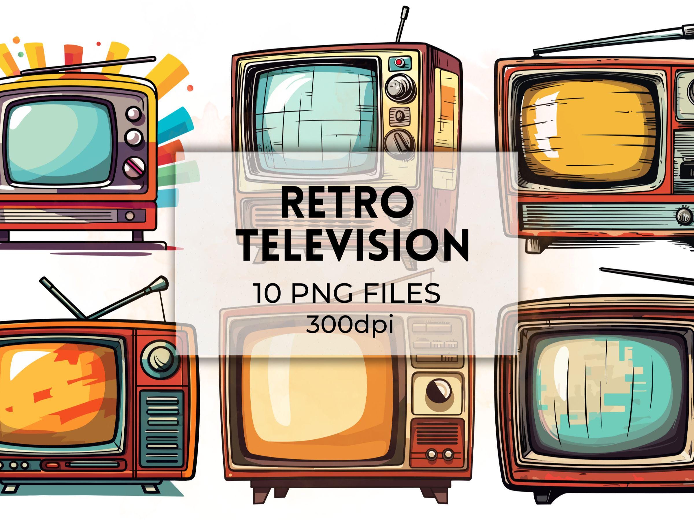 Nostalgic Retro Television Clipart Pack, Vintage TV Set Collection ...