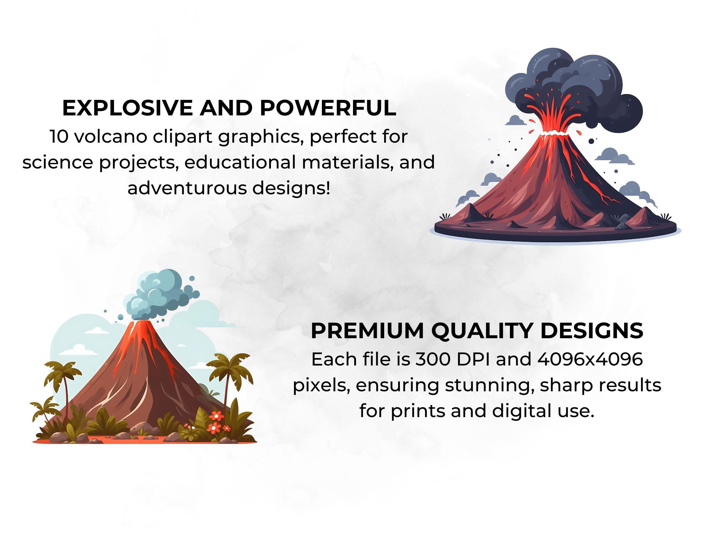 Volcano Clipart PNG: Eruption Graphics for Education & Design (digital ...