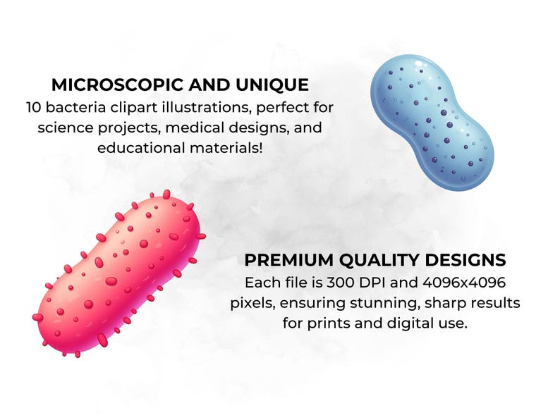 Bacteria Clipart Set, 10 Science-themed Microorganism Illustrations ...