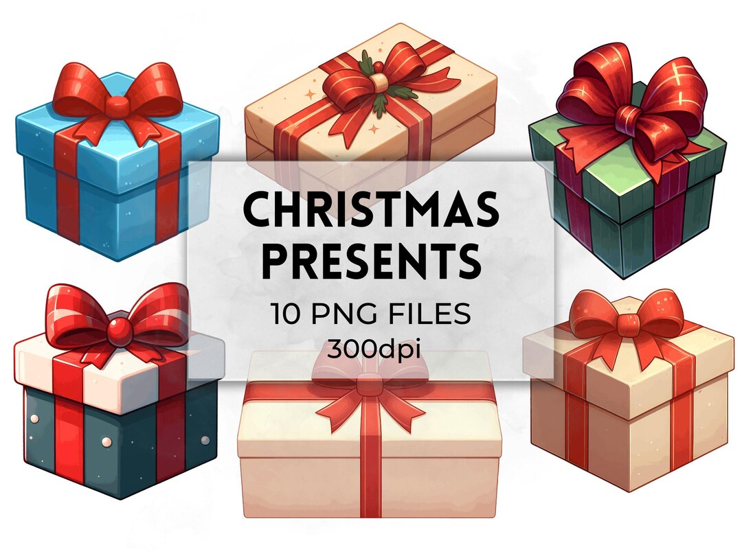 Magical Christmas Present Clipart, 300 DPI High-resolution Illustration ...