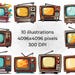 Nostalgic Retro Television Clipart Pack, Vintage TV Set Collection ...