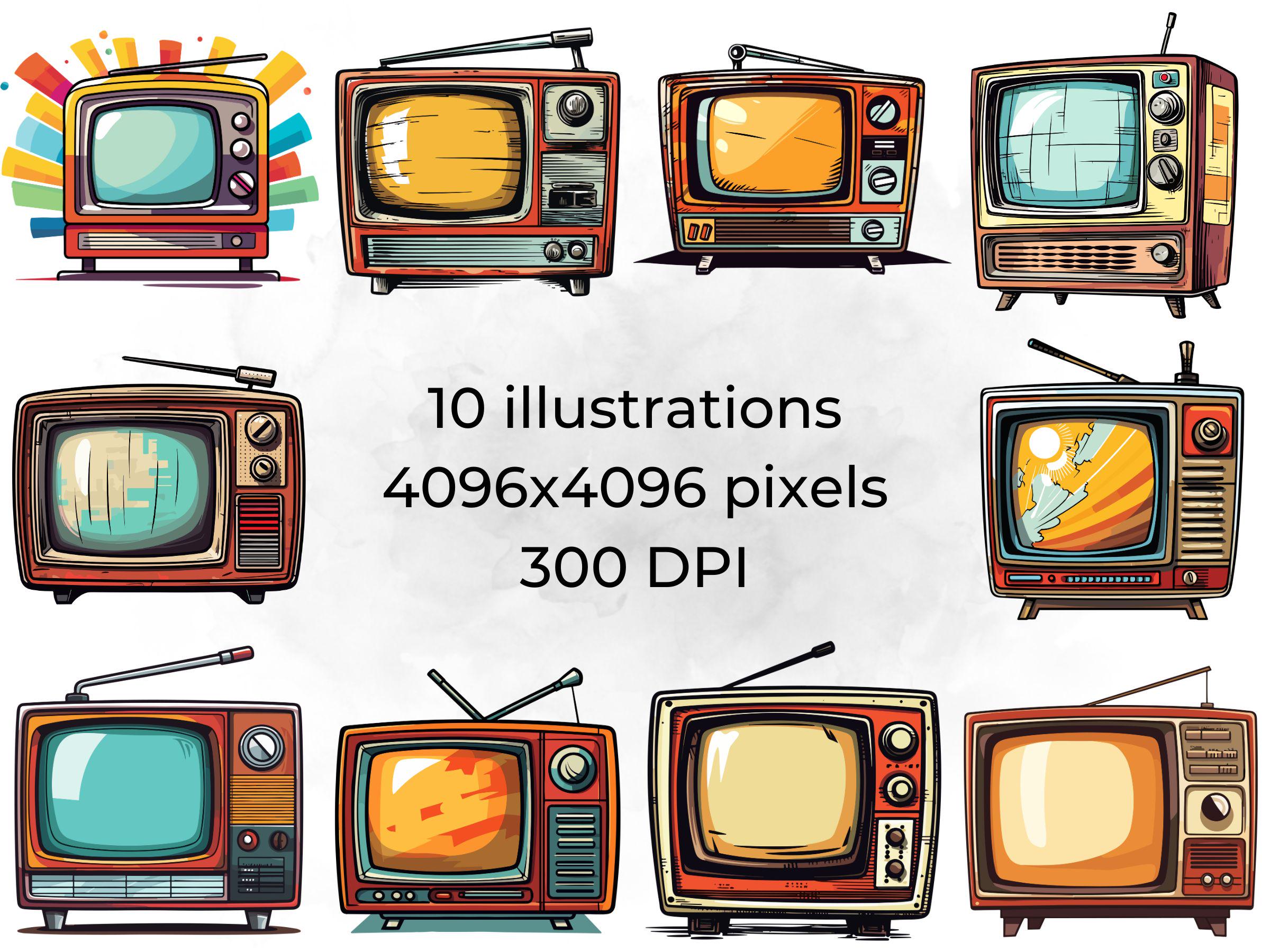 Nostalgic Retro Television Clipart Pack, Vintage TV Set Collection ...