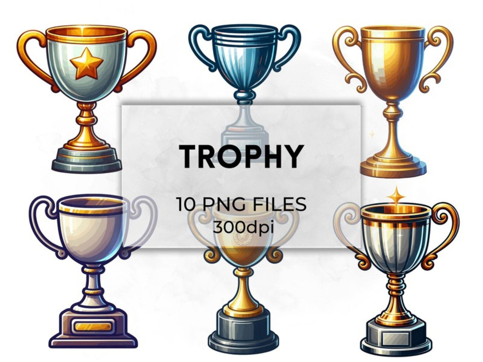 Trophy Clipart Collection, 10 High-resolution Award Illustrations ...