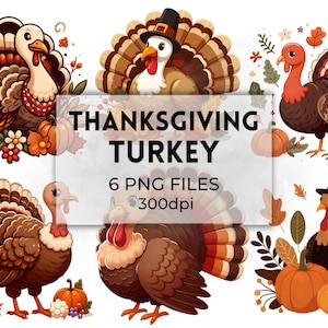 Thanksgiving Turkey Clipart Digital Download, High-resolution 300 DPI ...