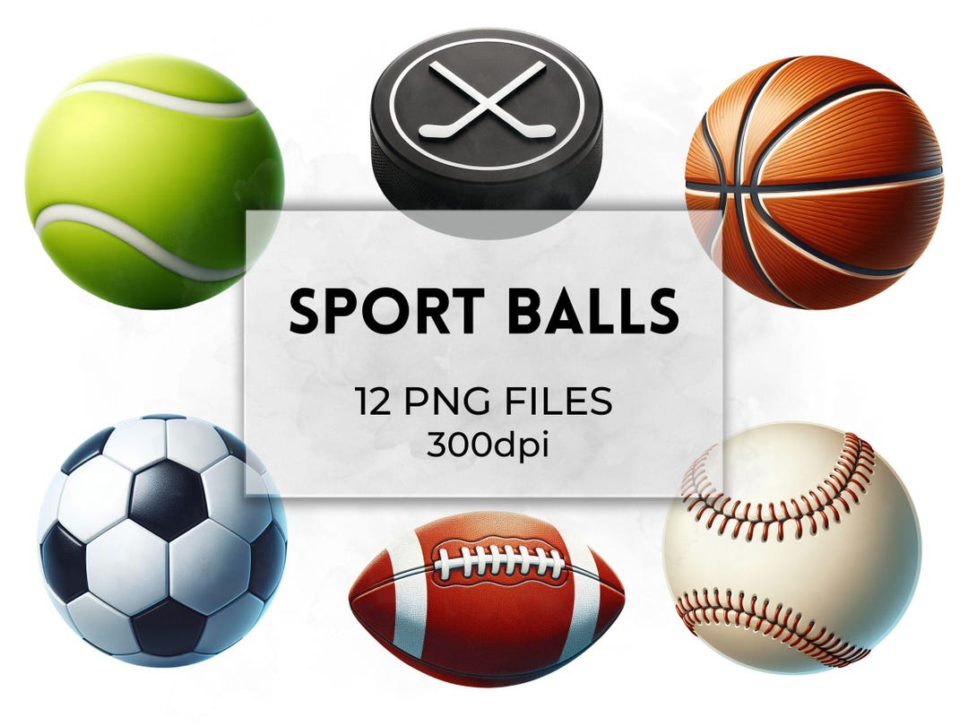Sport Balls Clipart Bundle, 12 Digital Ball Illustrations 4096x4096 Px ...