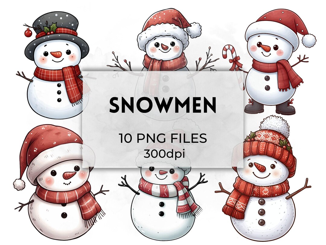 Snowman Clipart Illustration, Festive Holiday Graphics, Christmas ...