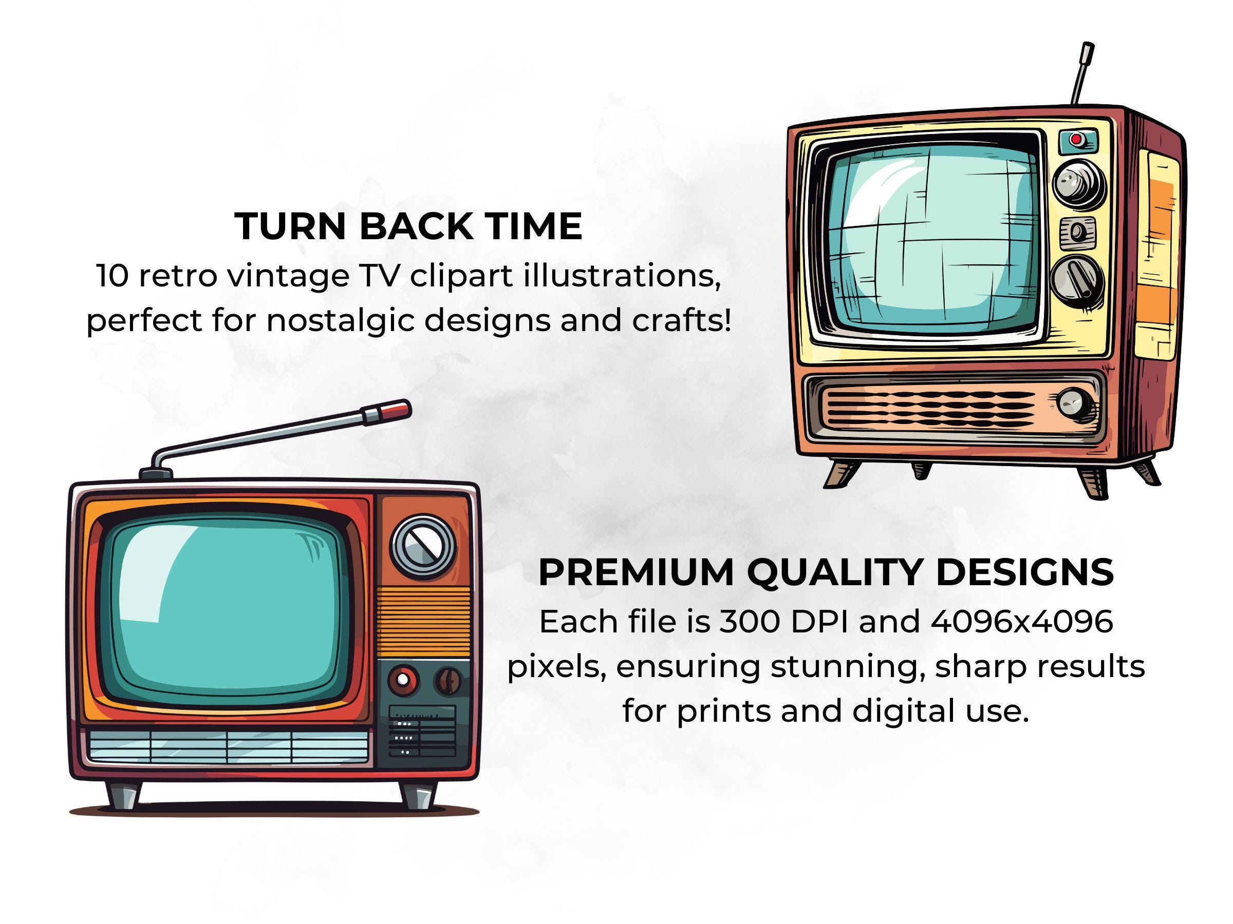 Nostalgic Retro Television Clipart Pack, Vintage TV Set Collection ...