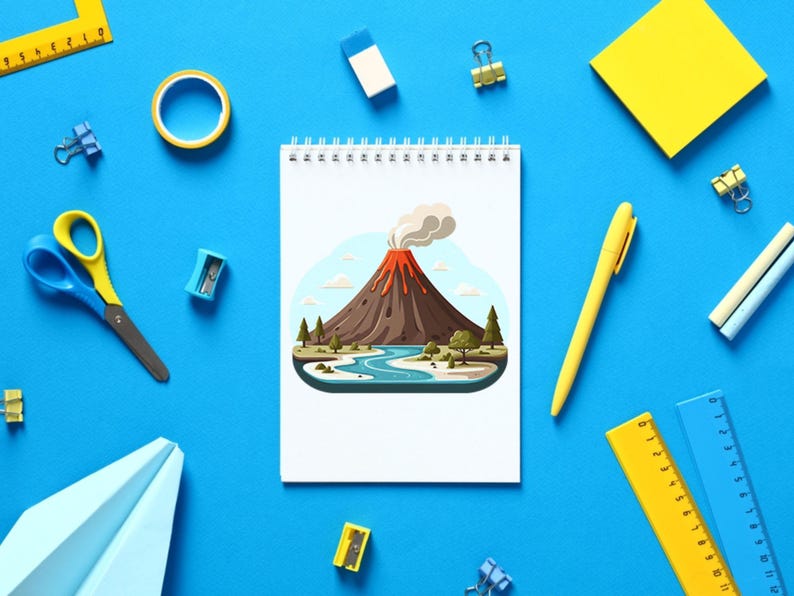 Volcano Clipart PNG: Eruption Graphics for Education & Design (digital ...