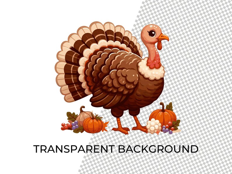 Thanksgiving Turkey Clipart Digital Download, High-resolution 300 DPI ...