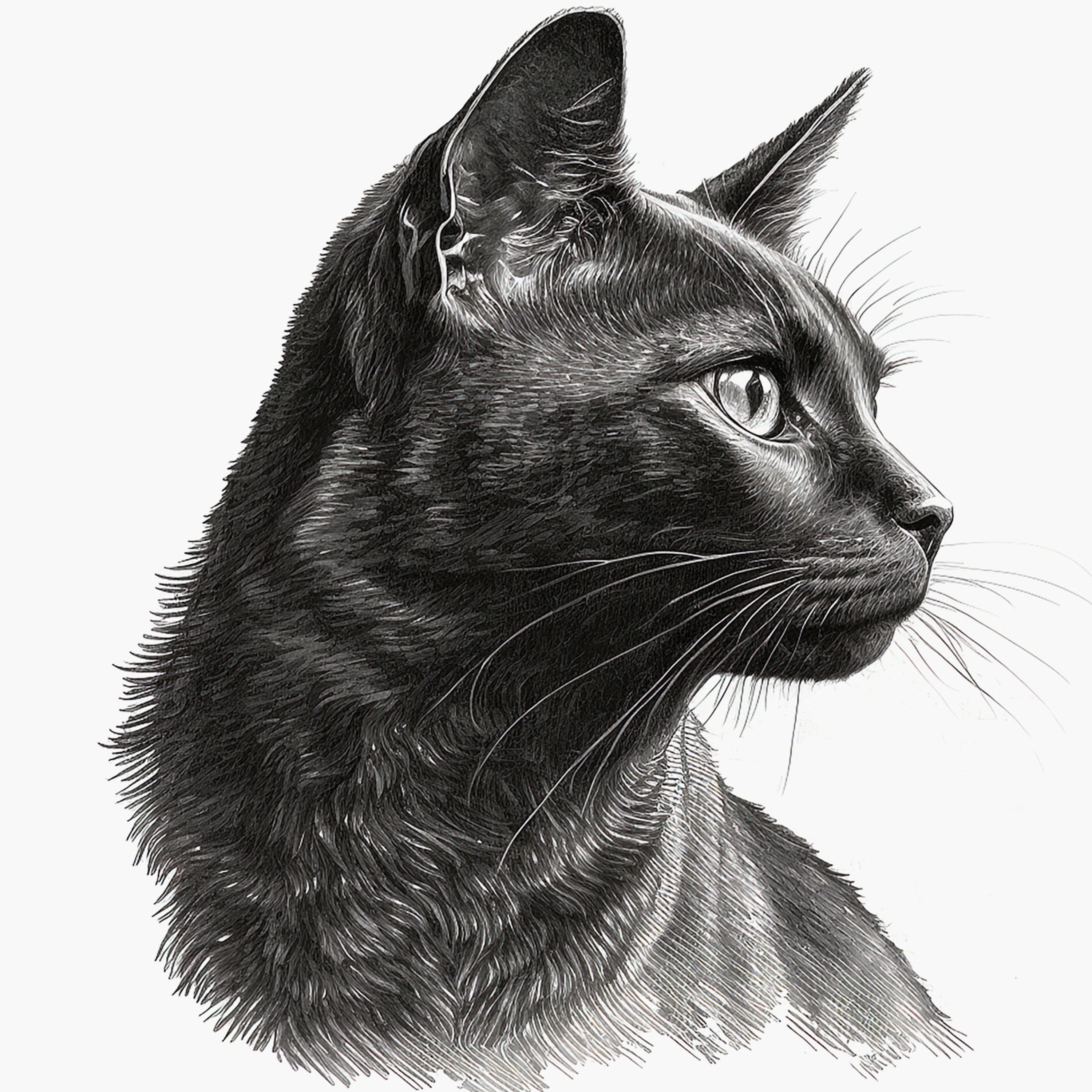 Bombay Cat Art, Graphite Art, Line Art, Sketch Art, Black and White Art ...