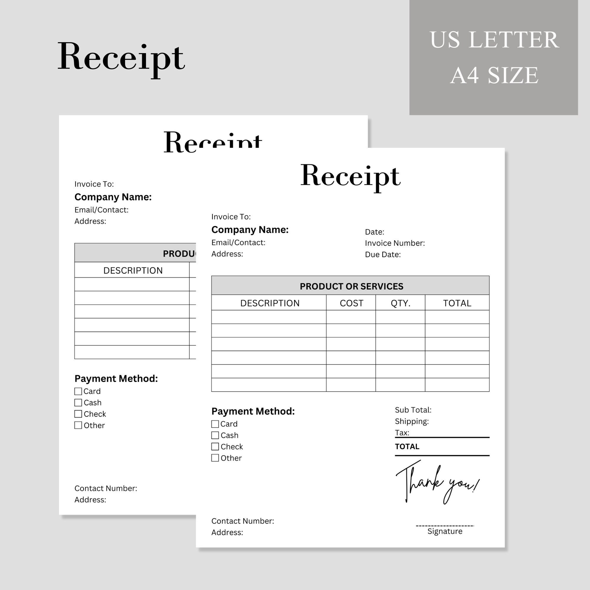 Plantilla de recibo moderna, diseño de factura profesional, formato de ...