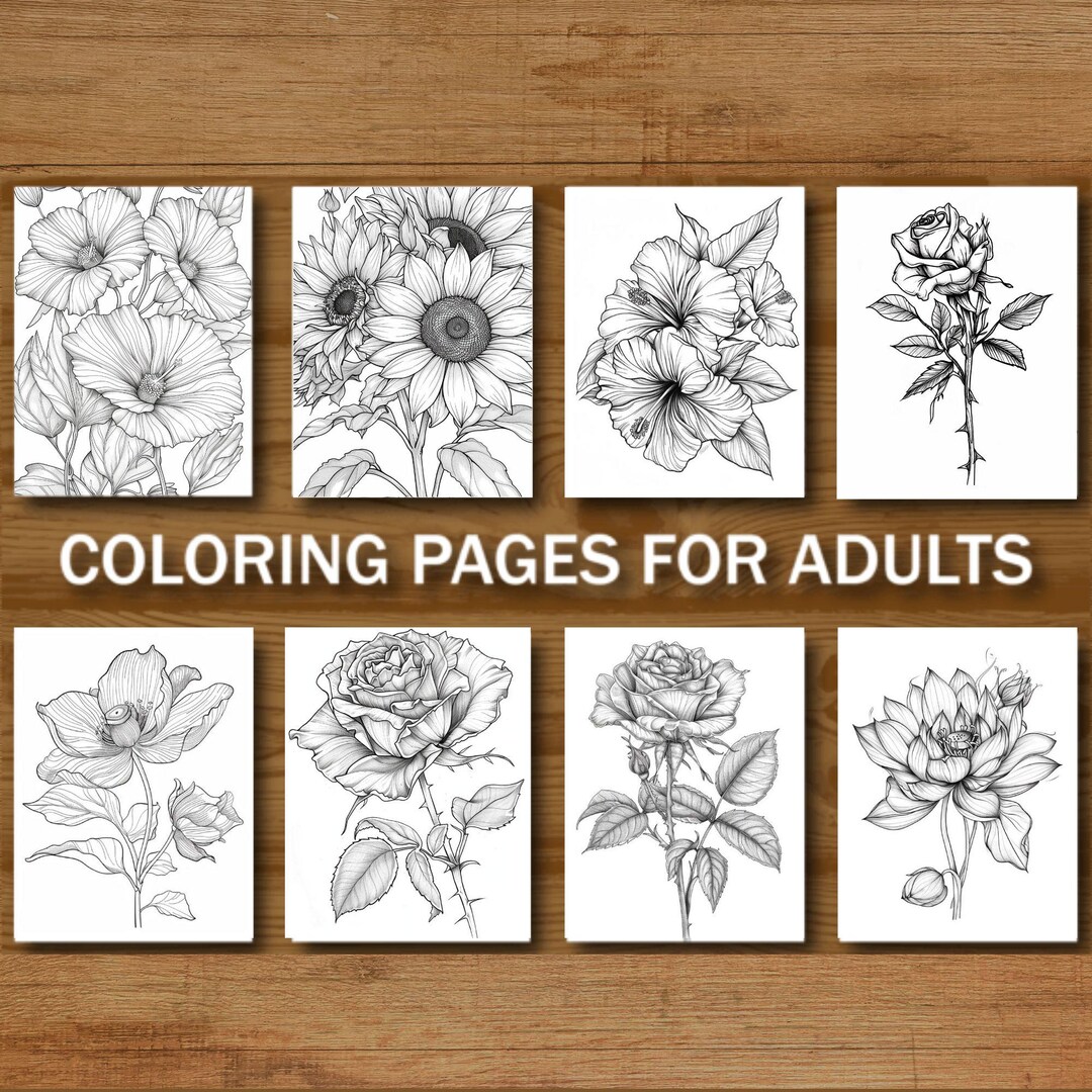 Flowers Coloring Pages, Procreate Color Palette and 12 Watercolor ...