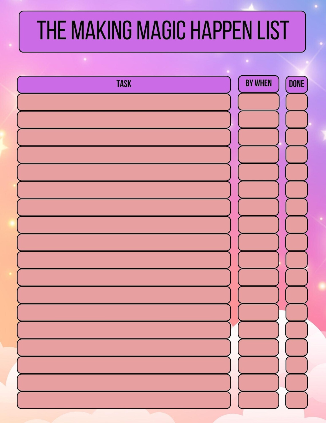 Fun to Do List Stationery Printable PDF Colorful Funky Fun - Etsy