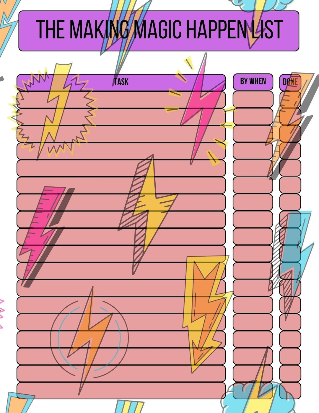 Fun to Do List Stationery Printable PDF Colorful Funky Fun - Etsy