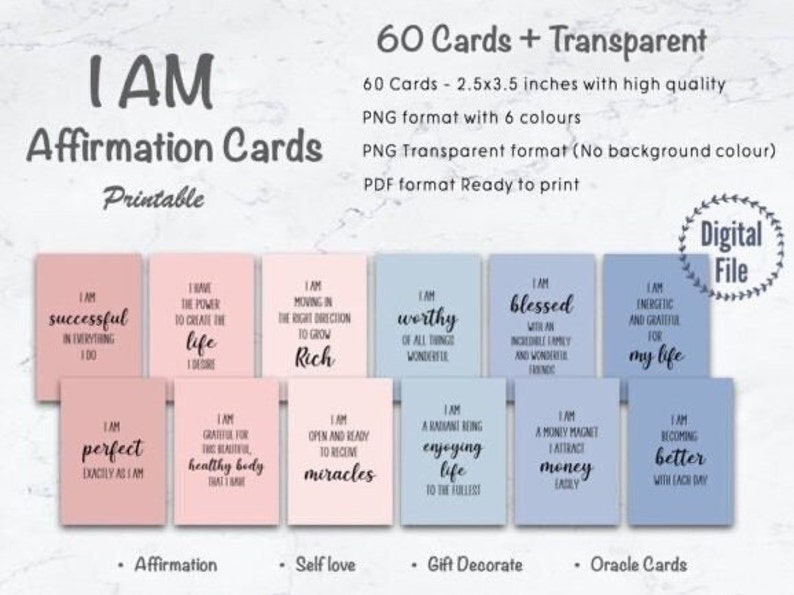 I AM Affirmation Cards, Printable, Manifestation Cards, Affirmation ...
