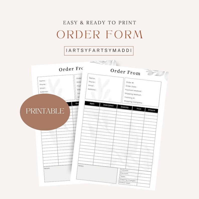 Printable Order Form - Etsy