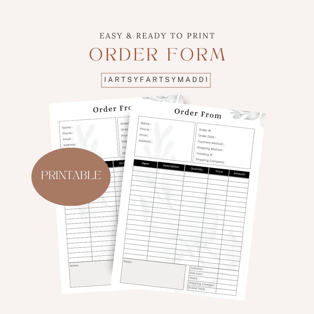 Printable Order Form - Etsy