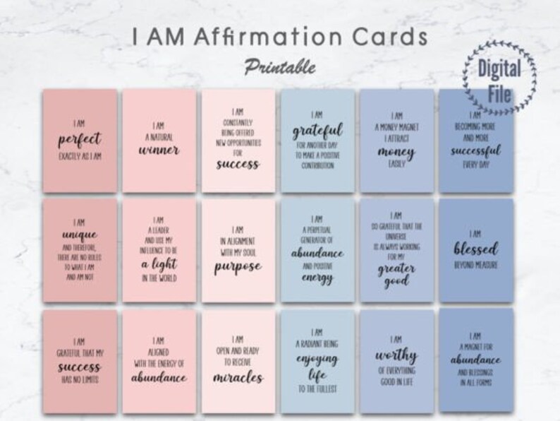 I AM Affirmation Cards, Printable, Manifestation Cards, Affirmation ...