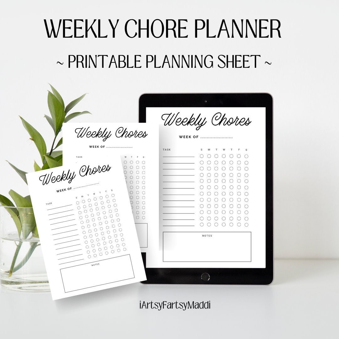 Printable Weekly Chore Planner - Etsy