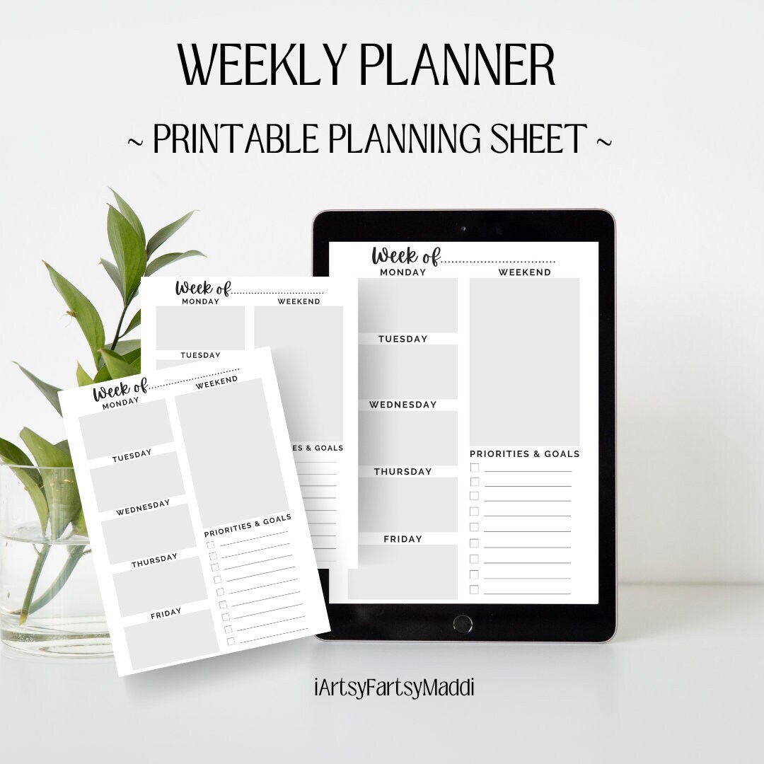 Printable Weekly Planning Sheet - Etsy