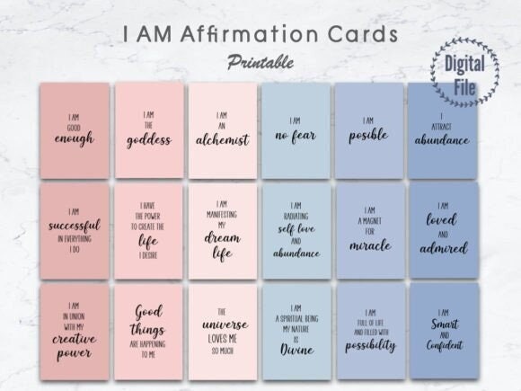 I AM Affirmation Cards, Printable, Manifestation Cards, Affirmation ...