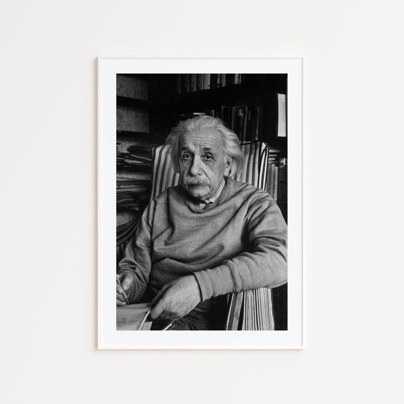 Albert Einstein, Black and White Photography Print, Albert Einstein Poster, Black and White Wall ...