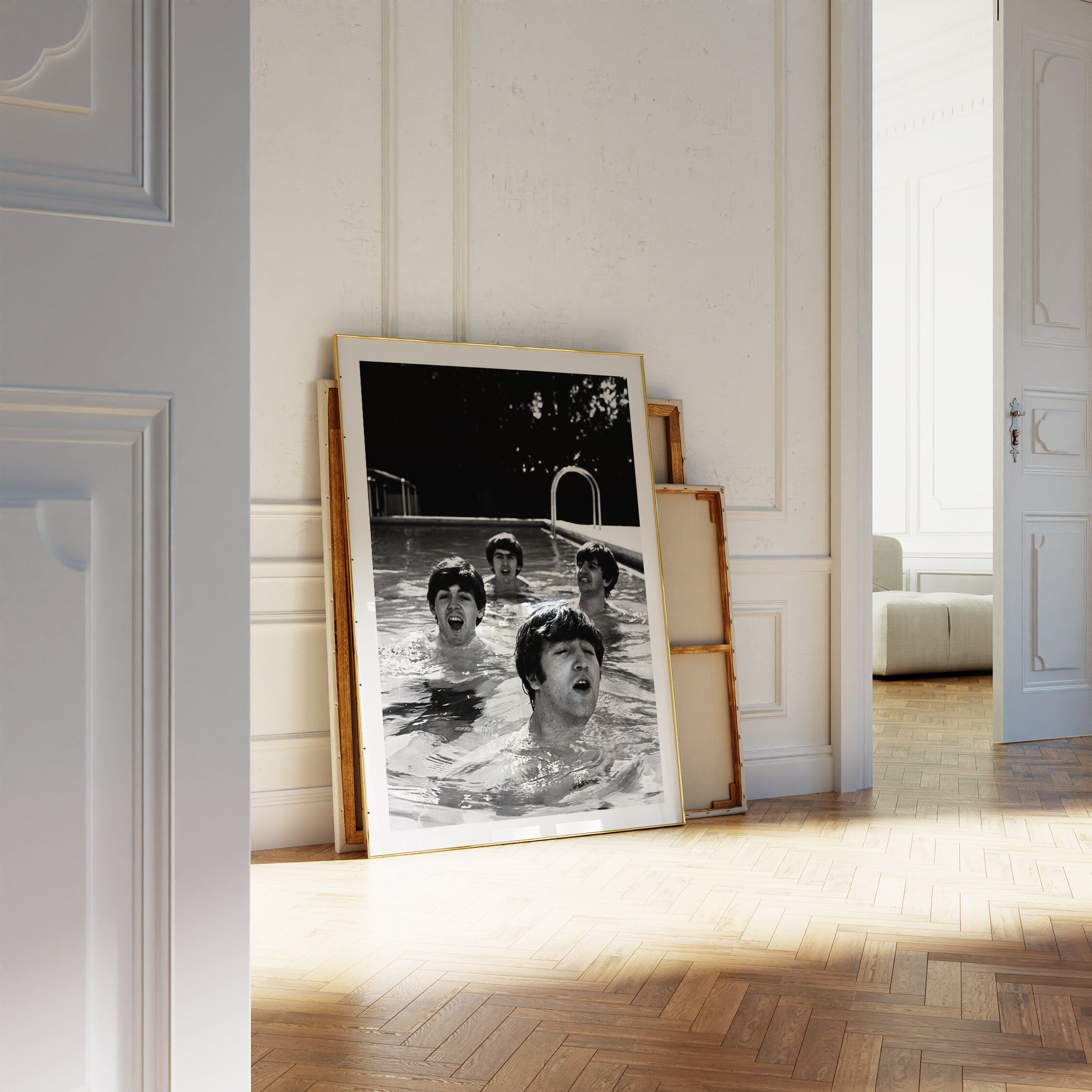 The Beatles in Swimming Pool, Black and White Photography Prints, Music ...