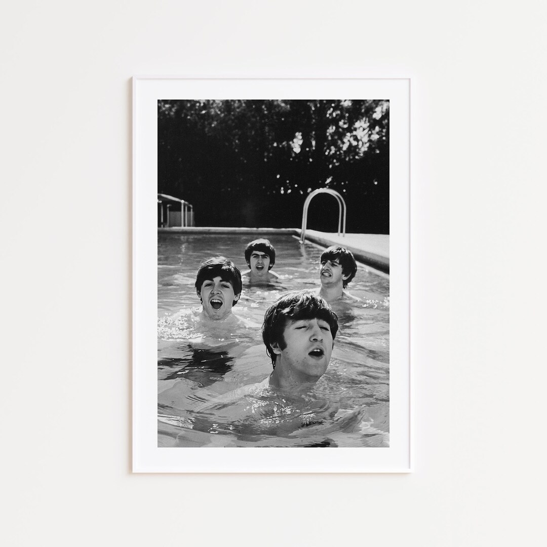 The Beatles in Swimming Pool, Black and White Photography Prints, Music ...