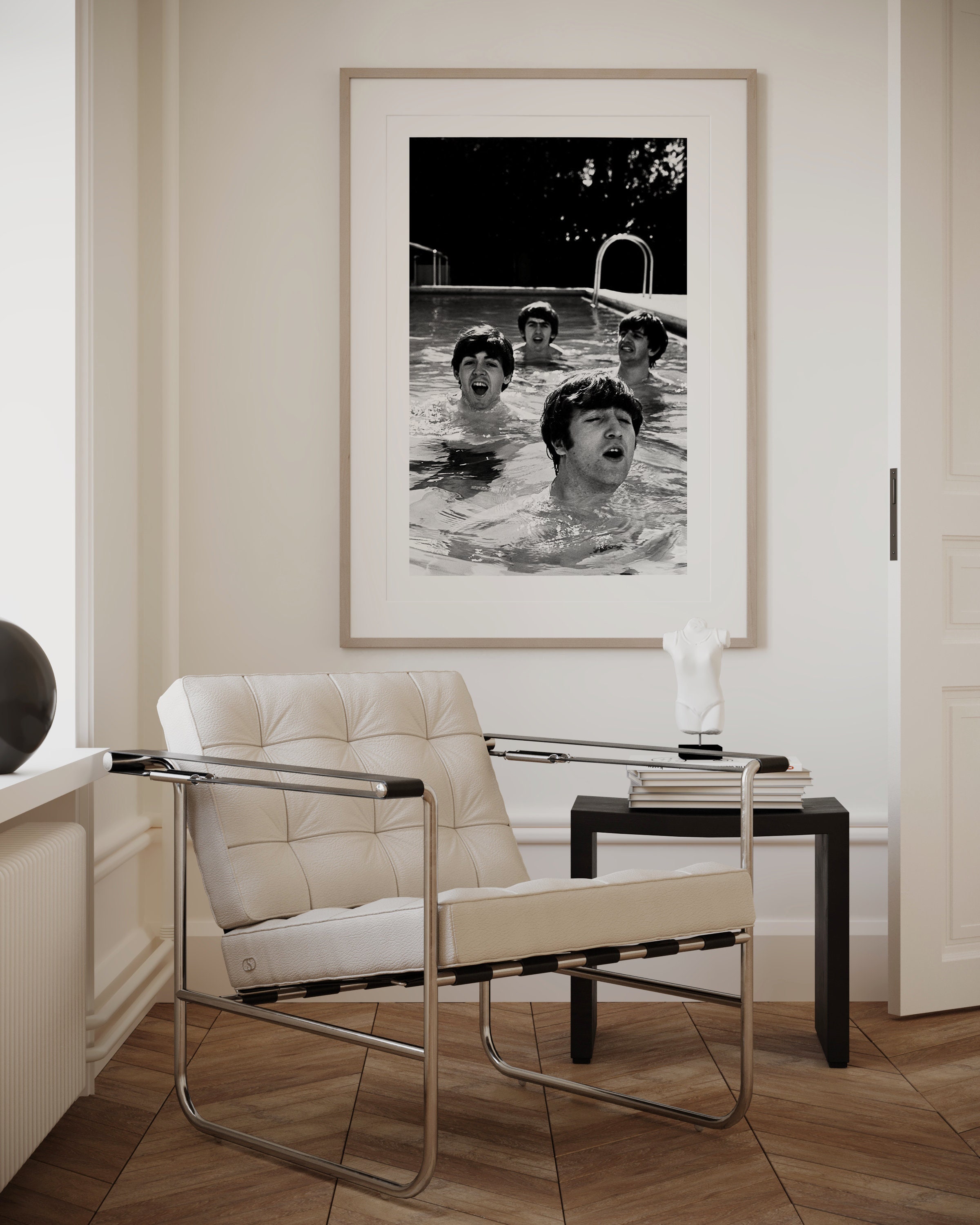 The Beatles in Swimming Pool, Black and White Photography Prints, Music ...