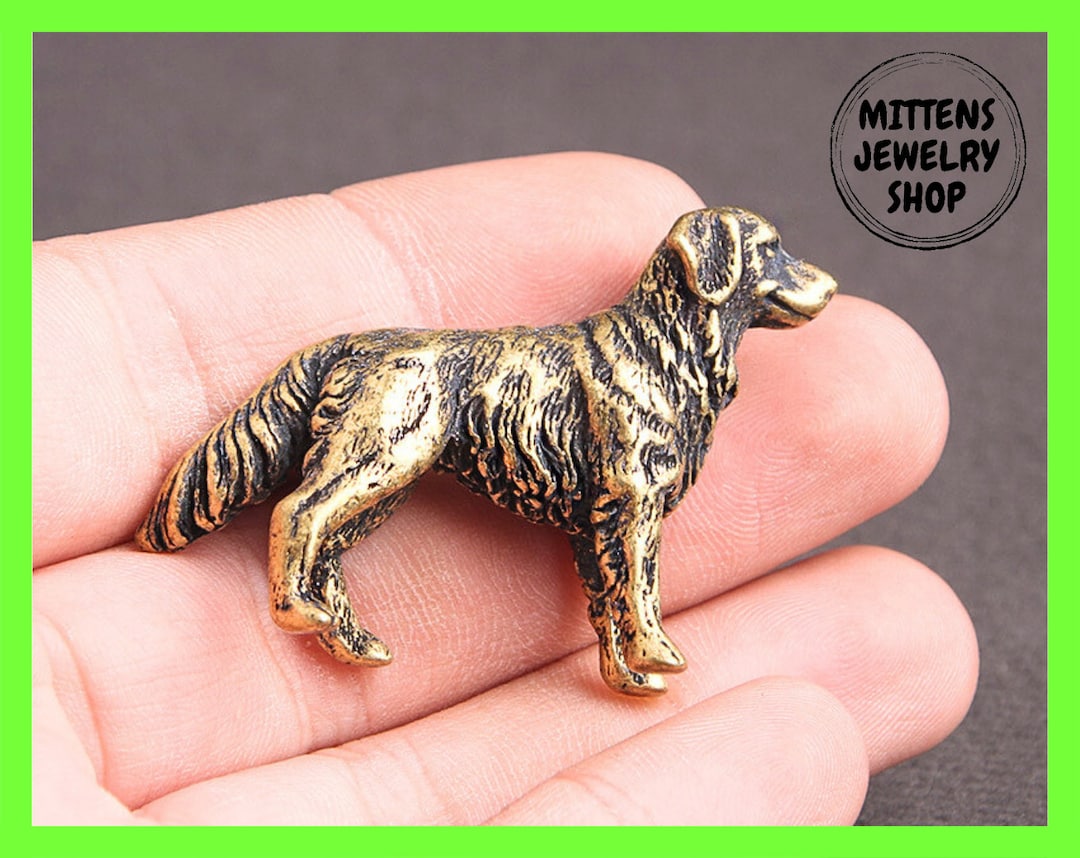 Miniature Golden Retriever Figurine, Brass Dog, Dog Statue Tea Pet Desk ...