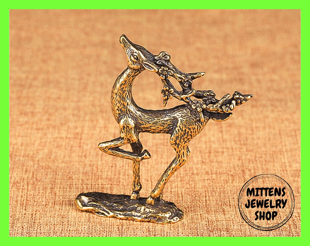 Brass Deer Figurine Miniature Deer Statue, Nature Decoration, Realistic ...
