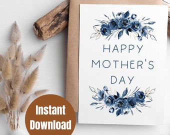 Printable Boho Floral Digital Mother's Day Card, Floral Digital Mother ...